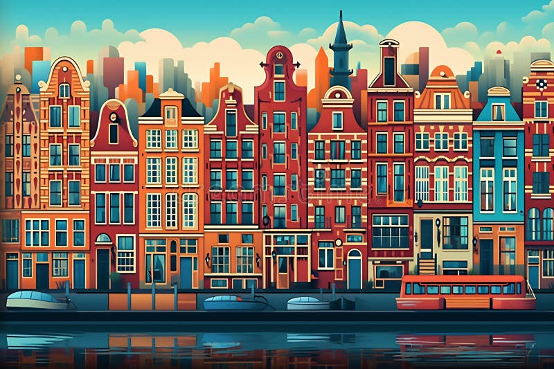 Amsterdam Urban Landscape. Pattern with Houses Stock Photo - Image of ...