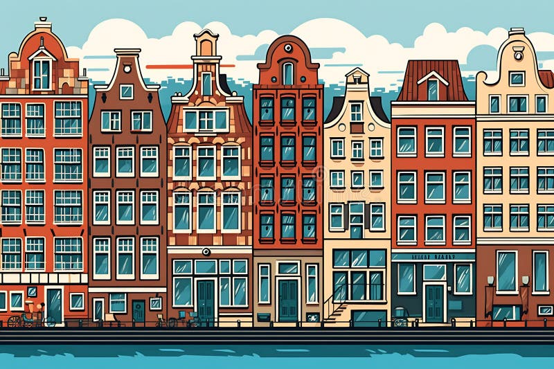 Amsterdam Urban Landscape. Pattern with Houses Stock Image - Image of ...