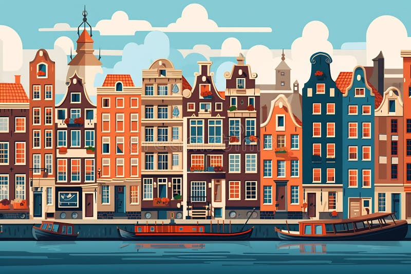 Amsterdam Urban Landscape. Pattern with Houses Stock Image - Image of ...