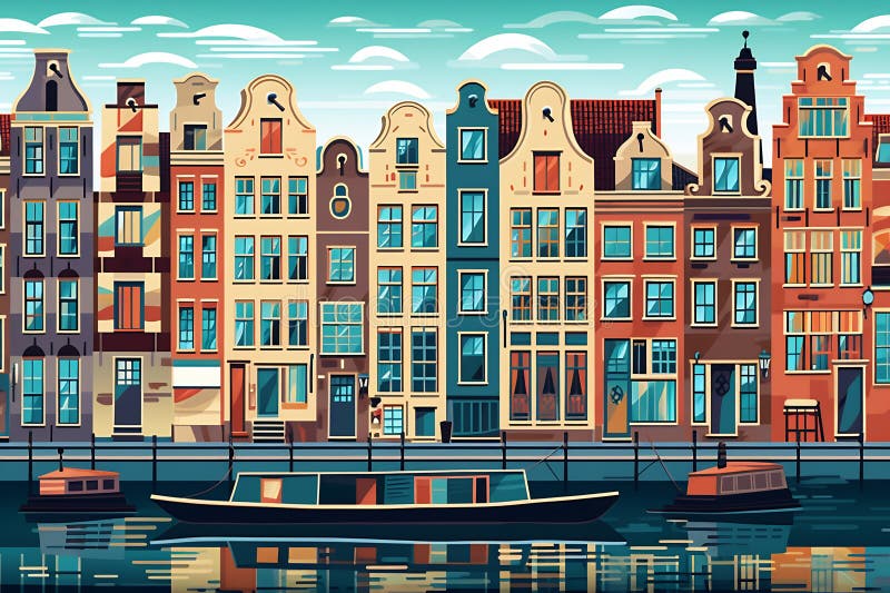 Amsterdam Urban Landscape. Pattern with Houses Stock Photo - Image of ...