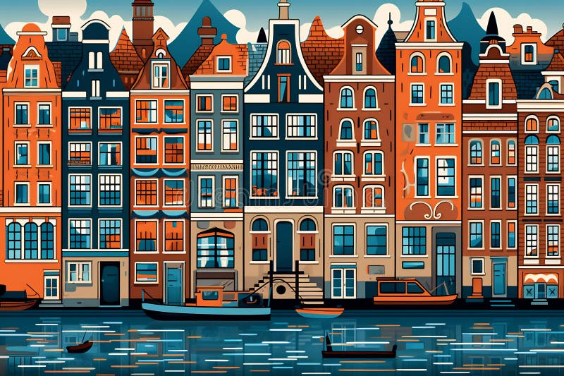 Amsterdam Urban Landscape. Pattern with Houses Stock Photo - Image of ...