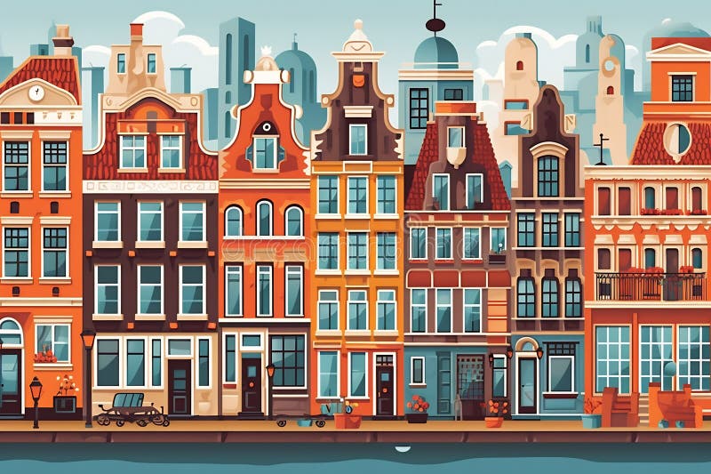 Amsterdam Urban Landscape. Pattern with Houses Stock Photo - Image of ...