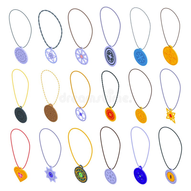 Amulet Icons Set Vector Flat Stock Vector - Illustration of flat, hand ...