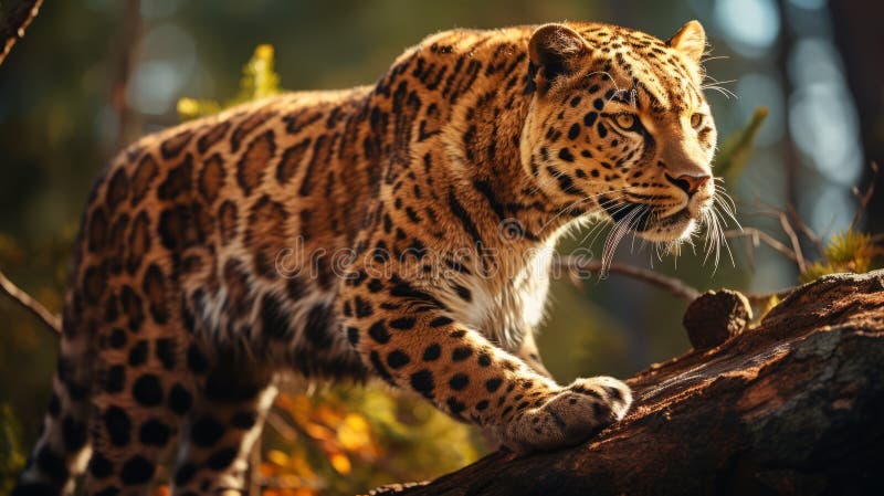 Amur Leopard in Forest. Ai Generated Stock Illustration - Illustration ...