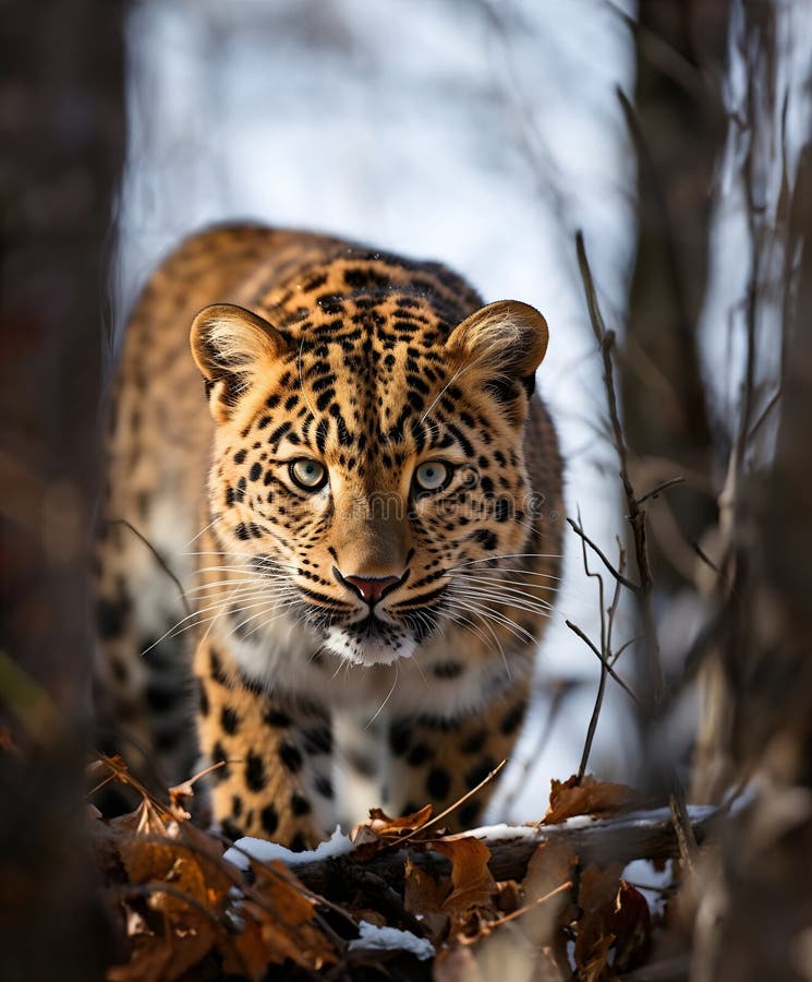 The Amur Leopard a Rare Big Cat Species Stock Illustration ...