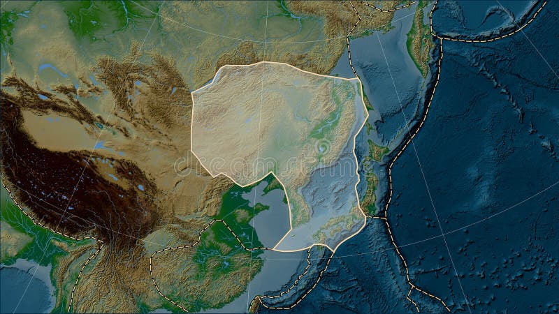 Amur Plate - Boundaries. Physical Map Stock Illustration - Illustration ...