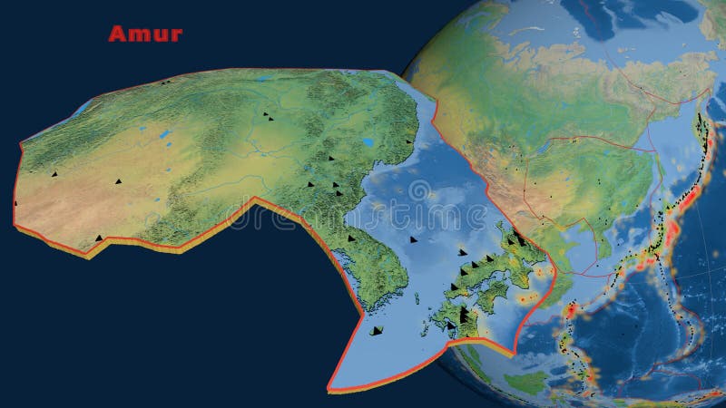 Amur Plate Described and Presented - Natural Earth Stock Illustration ...