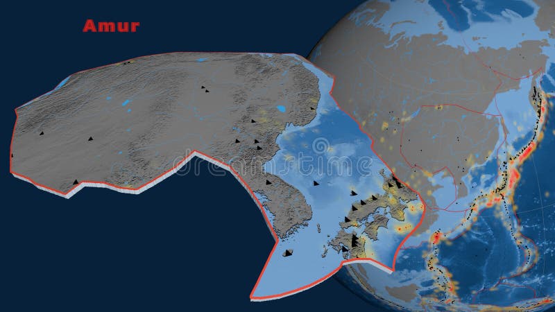 Amur Plate Described and Presented - Topo and Bathy Stock Illustration ...