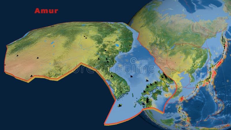 Amur Plate Described and Presented - Topographic Stock Illustration ...