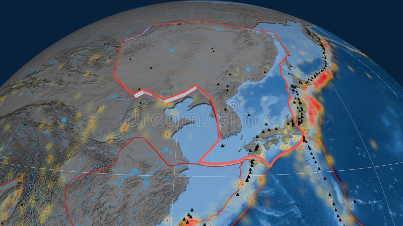 Amur Plate Extruded - Topo and Bathy Stock Illustration - Illustration ...