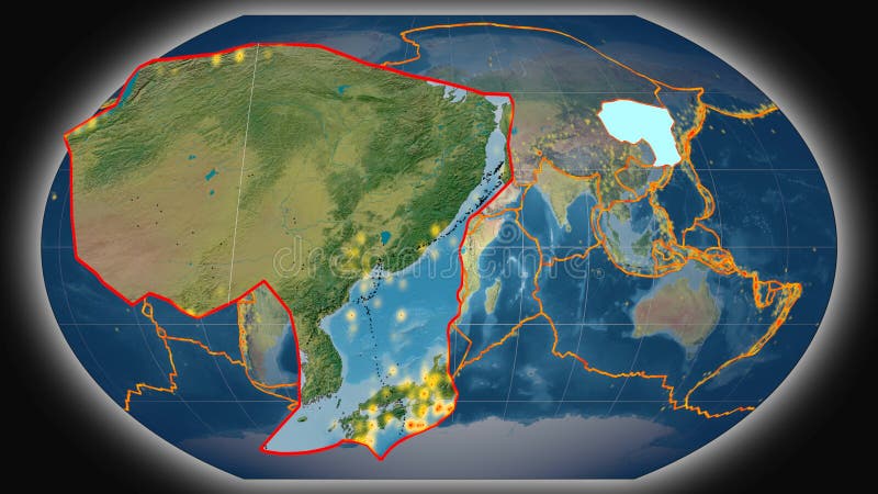 Amur Plate Presented, Kavrayskiy Projection - Topographic Stock ...