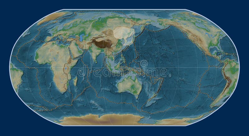 Amur Tectonic Plate. Physical. Robinson. Boundaries Stock Illustration ...