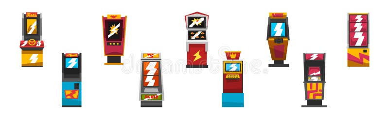 Amusement Game Machine and Control Panel Vector Set Stock Vector ...