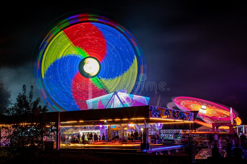 Amusement Park. Colorful Scenery. Stock Photo - Image of color, light ...