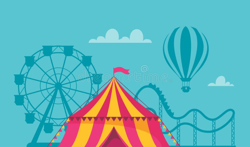 Amusement Park Composition with Outdoor Scenery and View of Circus ...