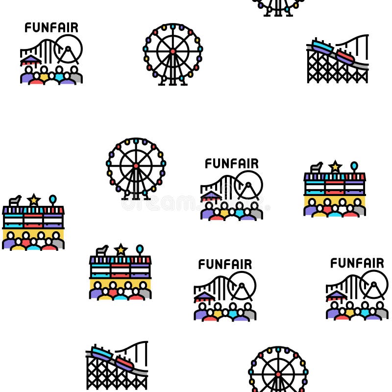 Amusement Park Entertainment Vector Seamless Pattern Stock Vector ...