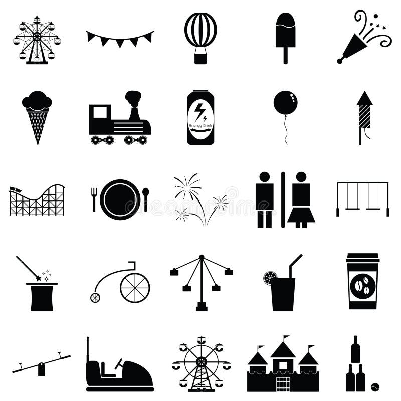 Amusement park icon set stock vector. Illustration of amusement - 102191288