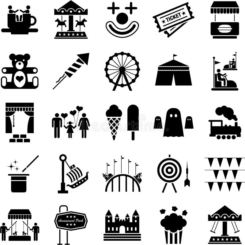Amusement Park icons stock vector. Illustration of attractions - 25830795