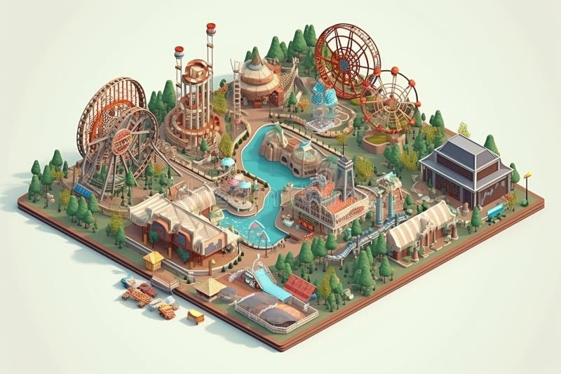 Amusement Park. Isometric View. Generative AI Stock Illustration ...
