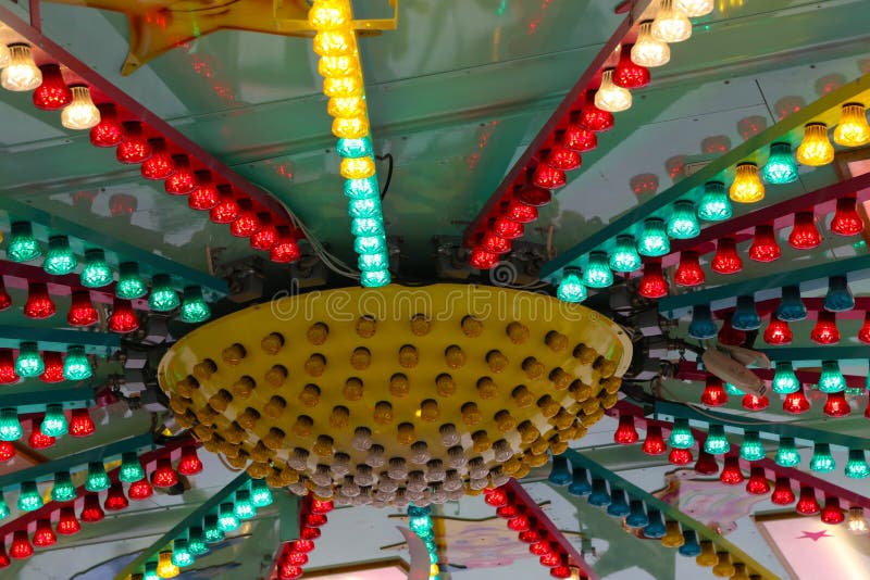 Multicolored Lamps and Light Illumination on the Carousel Stock Photo ...