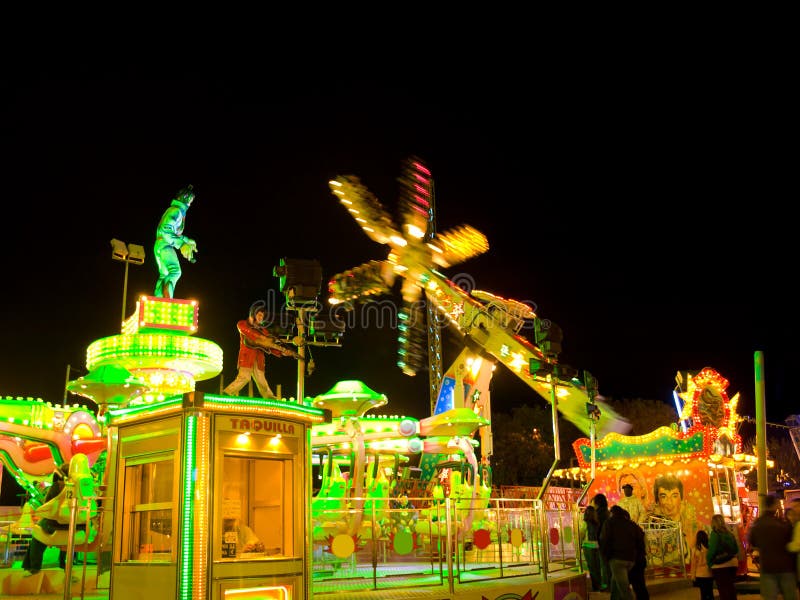 Amusement park at night stock image. Image of halloween - 6545205