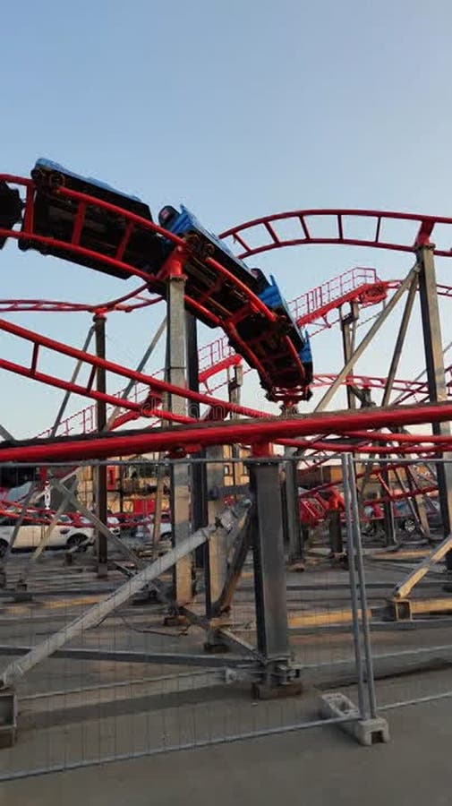 Amusement Park, People Ride Roller Coaster Ride Stock Footage - Video ...