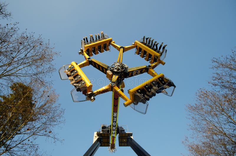 Amusement Park Ride - Carrousel with Flying People in the Luna Park ...
