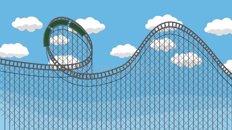 Amusement Park Roller Coaster with a Blue Sky Stock Footage - Video of ...