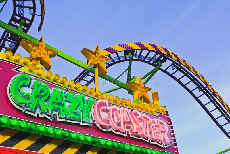 Amusement park sign stock image. Image of roller, crazy - 66827823