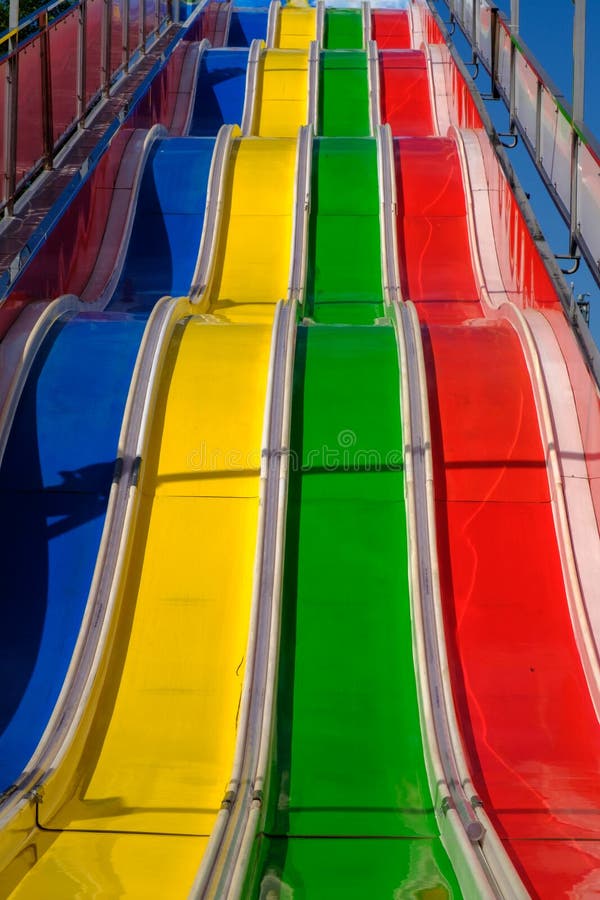An amusement park slide stock photo. Image of display - 96183308