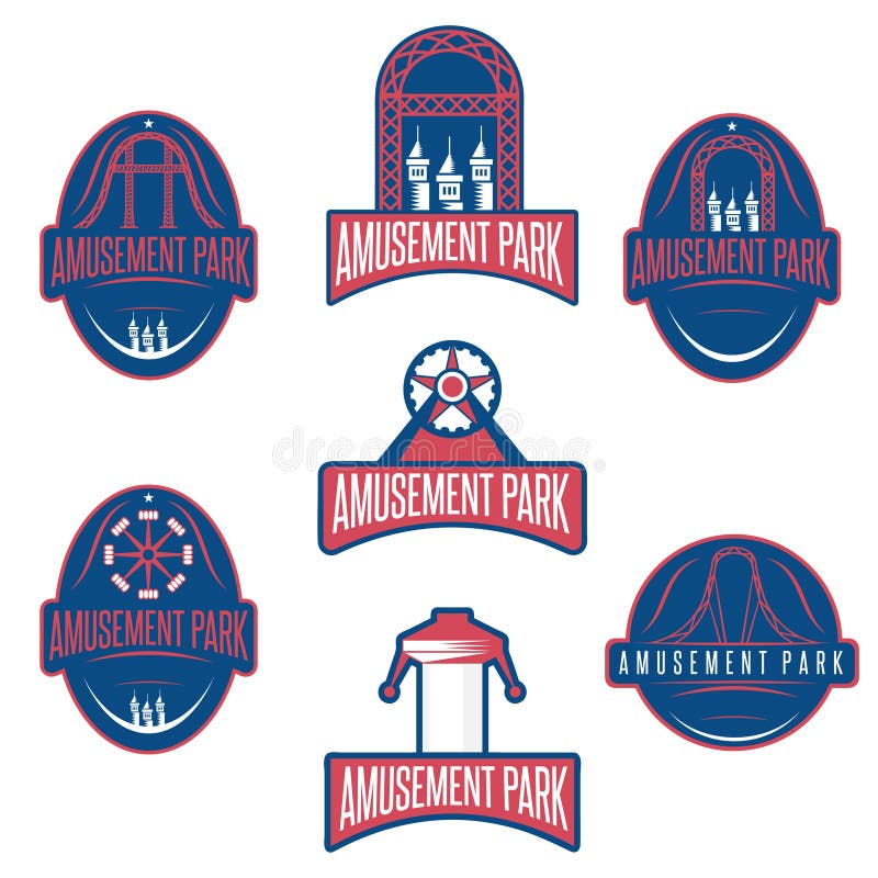 Amusement Park Sport Labels Set Vector Design Stock Vector ...