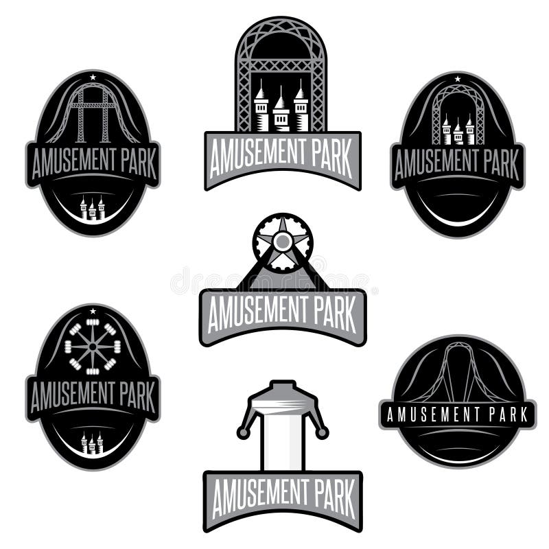 Amusement Park Sport Labels Set Vector Design Stock Vector ...