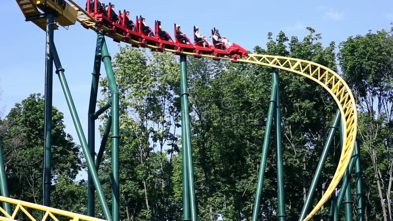 The Amusement Park Roller Coaster Stock Video - Video of column, ferris ...