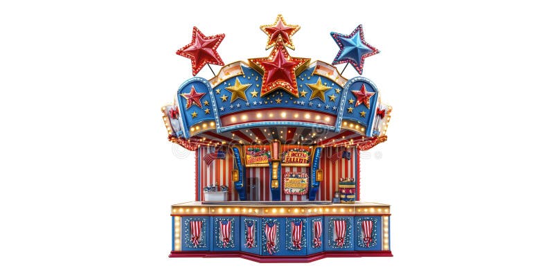 Amusement Park Ticket Booth with Star Decorations Isolated on ...