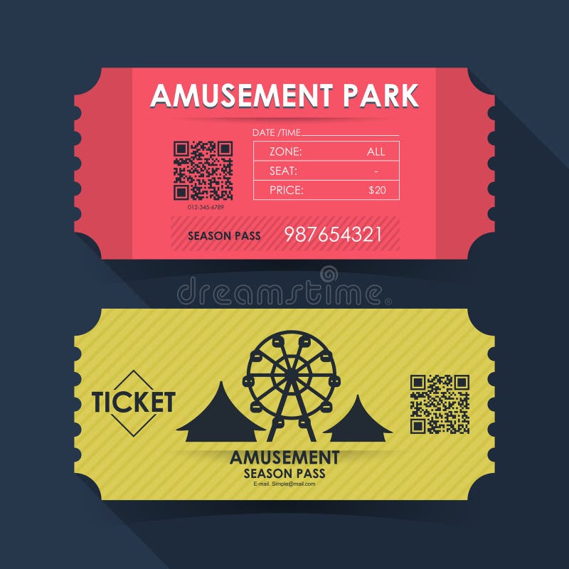 Amusement Park Ticket Card. Element Template for Graphics Design Stock ...