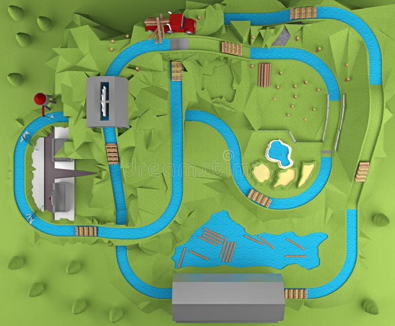 Amusement Park Top View. 3d Rendering Stock Illustration - Illustration ...