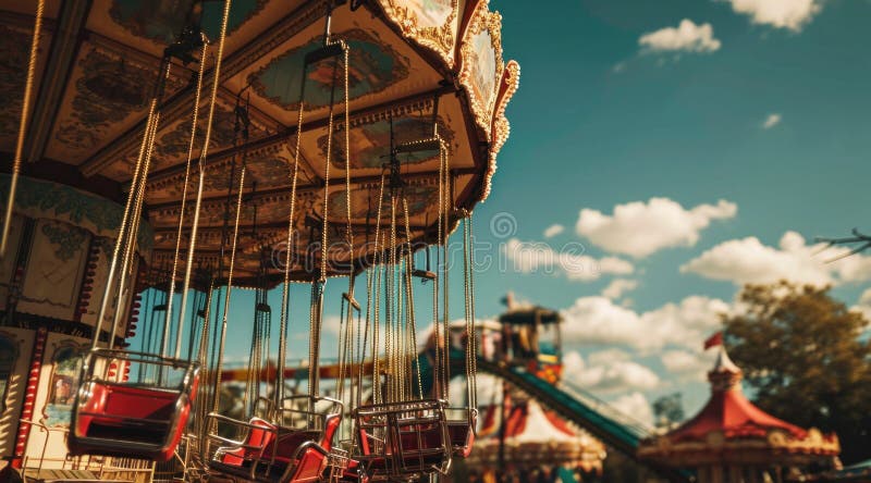 An Amusement Park with Various Colorful Fair Rides Stock Photo - Image ...
