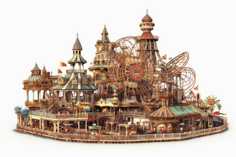 Amusement Parks Isolate on White Background Stock Illustration ...