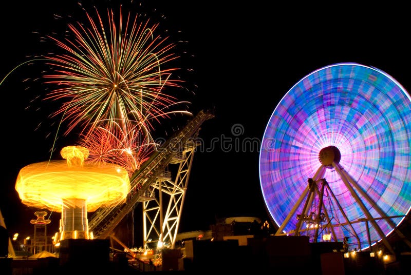 Amusement Ride at Night stock image. Image of electric - 9342515
