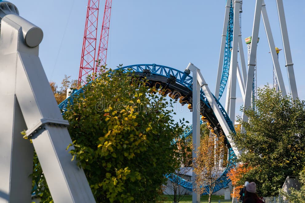 Amusement Roller Coaster for Fun in the Park Stock Image - Image of ...