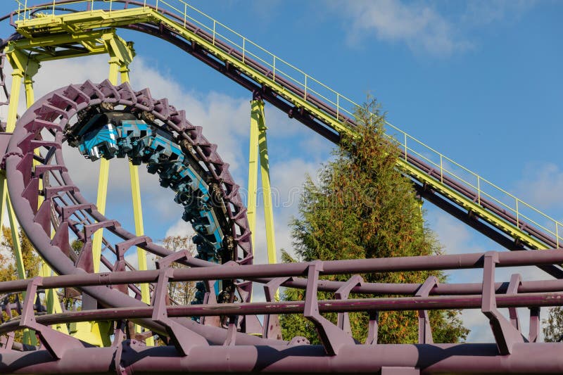 Amusement Roller Coaster for Fun in the Park Stock Photo - Image of ...