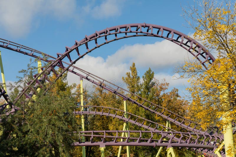 Amusement Roller Coaster for Fun in the Park Stock Photo - Image of ...
