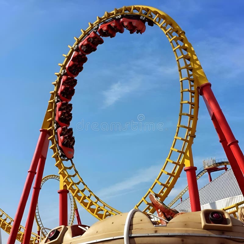 An Amusement Roller Coaster at a Theme Park on the Water Stock Photo ...
