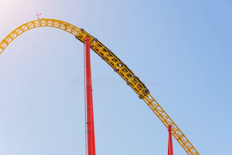 Amusement Trolley Makes Circle Loop Turns Upside Down, Roller Coaster ...