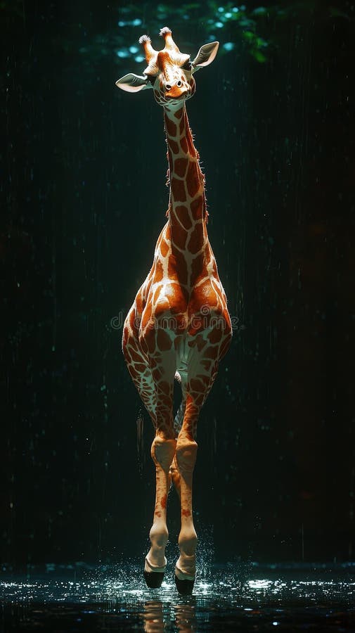 Giraffe Ballet Dance in Spotlight Against Dark Background Stock Photo ...