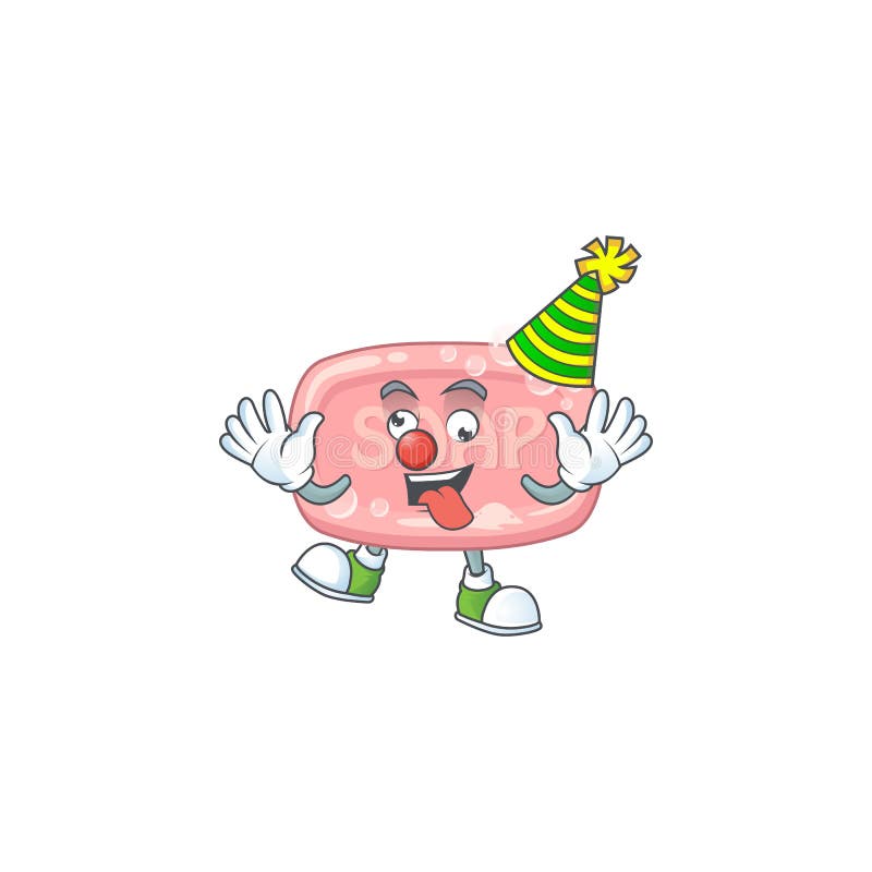 Amusing Clown Pink Soap Cartoon Character Mascot Style Stock Vector ...