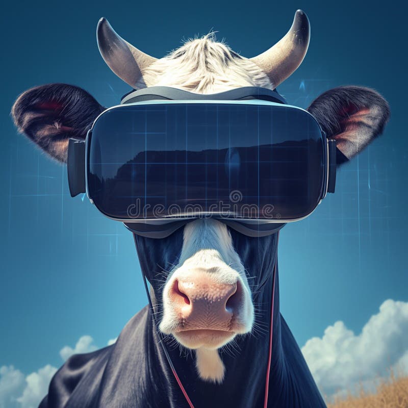 Amusing Concept Cow Wearing Virtual Reality Goggles Explores the ...