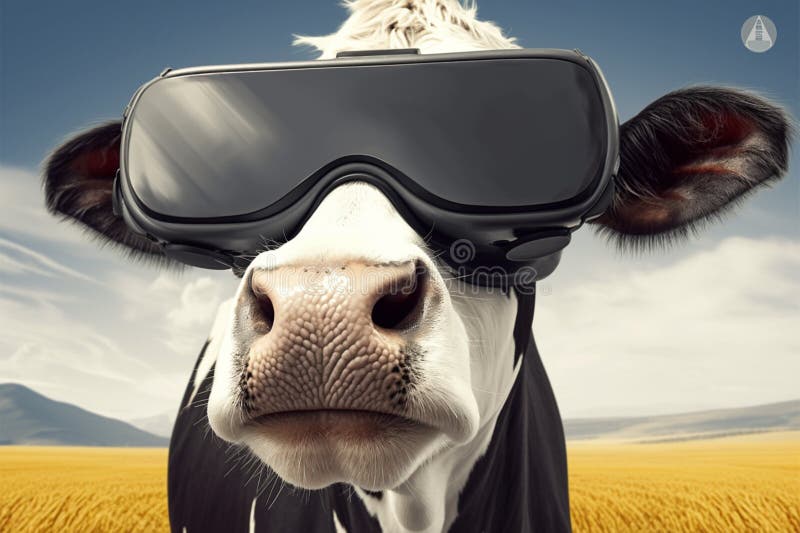 Amusing Concept Cow Wearing Virtual Reality Goggles Explores the ...