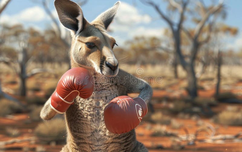 An Amusing 3D Depiction of a Kangaroo As a Boxer Practicing Punches ...