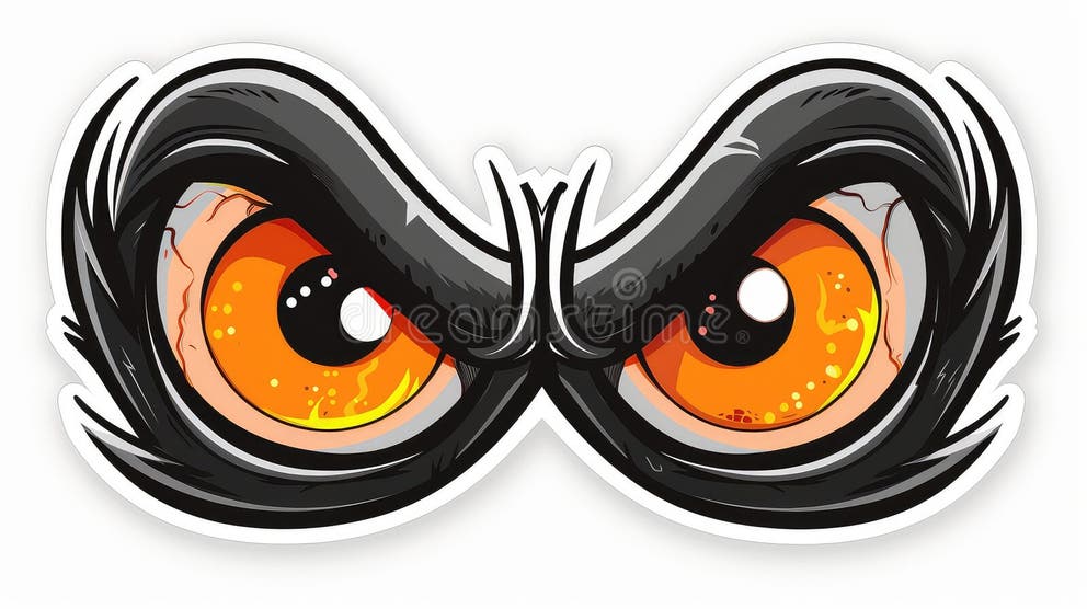 Amusing Evil Face Sticker with Angry Cartoon Eyes Stock Photo - Image ...
